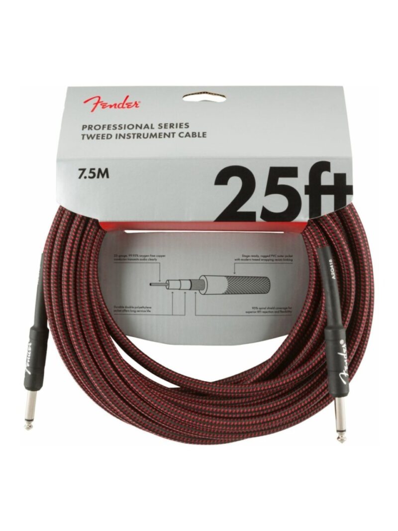 CABLE FENDER PROFESSIONAL SERIES TWEED 25FT 7.5M ROJO » Garage Musical
